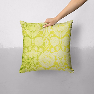 iiRov Lime Green Floral Rococo Pattern - Custom Decorative Home Decor Indoor or Outdoor Throw Pillow Cover for Sofa, Bed or Couch Cushion (Pillow CASE Cover ONLY)