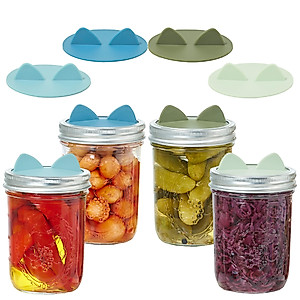 Wingcases Fermentation Lids Silicone Waterless Airlock, Suitable for Wide Mouth Mason Jars - For Making Pickled and Fermented Probiotic Foods, 4 Pack, Morandi Colors