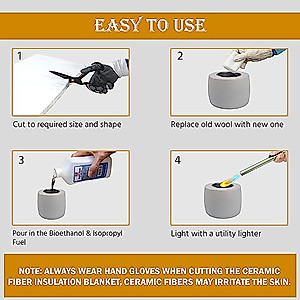 2 Pcs Ceramic Wool Wick Sponge to Extend Burn Time – Ceramic Wool for Tabletop Firepit - Ceramic Fiber Insulation for Bioethanol Fireplaces, Portable Tabletop Fire Pits - 24" x 12" x 1" (Thick)