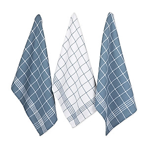 DII Waffle Weave Kitchen Collection, 100% Cotton, Kitchen Set, Blue 8 Piece