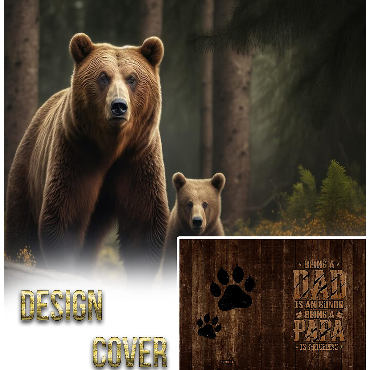 Fathers Day Pop Up Card, Papa Bear Fathers Day Pop Up Card, Papa Bear Pop Up Card - Father's Day Card from Wife, Daughter, Son, Kids for Husband, Grandpa, Birthday Includes Envelope and Note Tag, 6" x