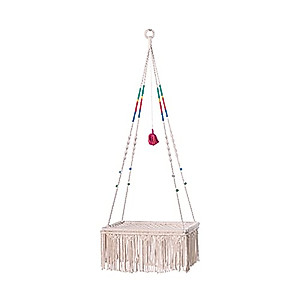 WODMB Cats Hanging Bed Cotton Pet Nest Cat Dog Hammock Thread Toy Swing Bohemian Wall Hanging (Color : A, Size : One Size)