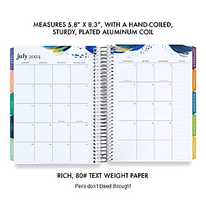 A5 Platinum Spiral Coiled Life Planner (July 2023 - June 2024) - 2023 Layers Colorful Classic Cover + Wildflowers Interior Pages. Horizontal Weekly & Monthly Agenda By Erin Condren