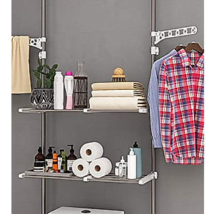 Skywin Over The Toilet Storage Shelf, Easy to Assemble Bathroom Storage, Height and Width Adjustable, Great Toilet Shelf Organizer, No Drill Required (White)