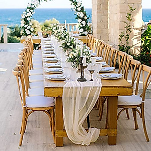 Fixwal White Chiffon Table Runner, 120 Inches Elegant Sheer Wedding Table Runner, Romantic Table Decorations for Bridal Shower, Baby Shower, Birthday Party