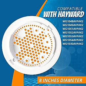 TonGass 8" Bottom Main Pool Drain Cover Replacement for Inground Pools Compatible with Hayward Suction and Dual Suction Outlet WGX1048E