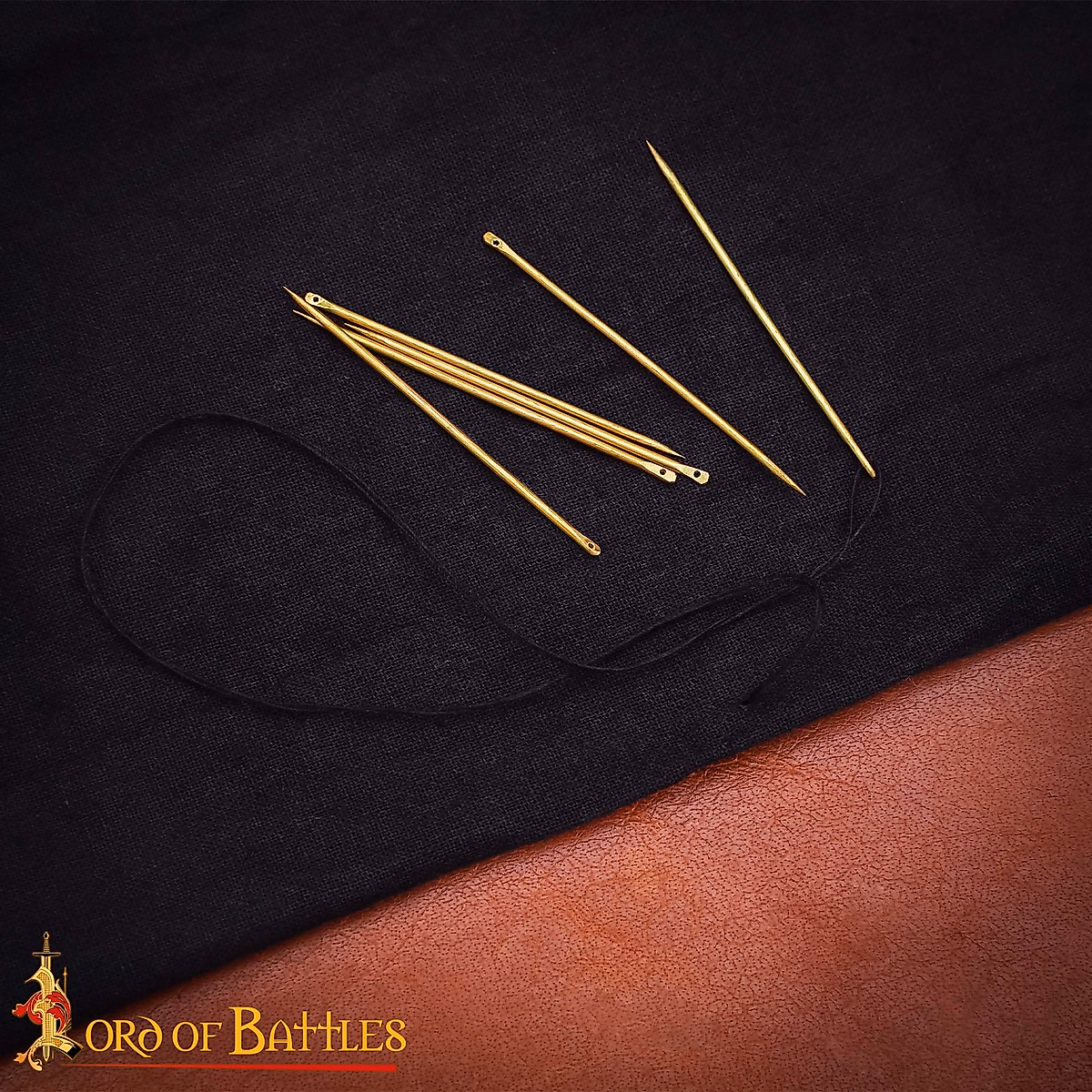 Lord of Battles Medieval Needle Viking Embroidery Needle Handmade Knitting Needles Binding Tool, Multipurpose Weaving/Knitting/Stitching Needles for Craft Work (Set of 6, Brass Needles - 2.3")