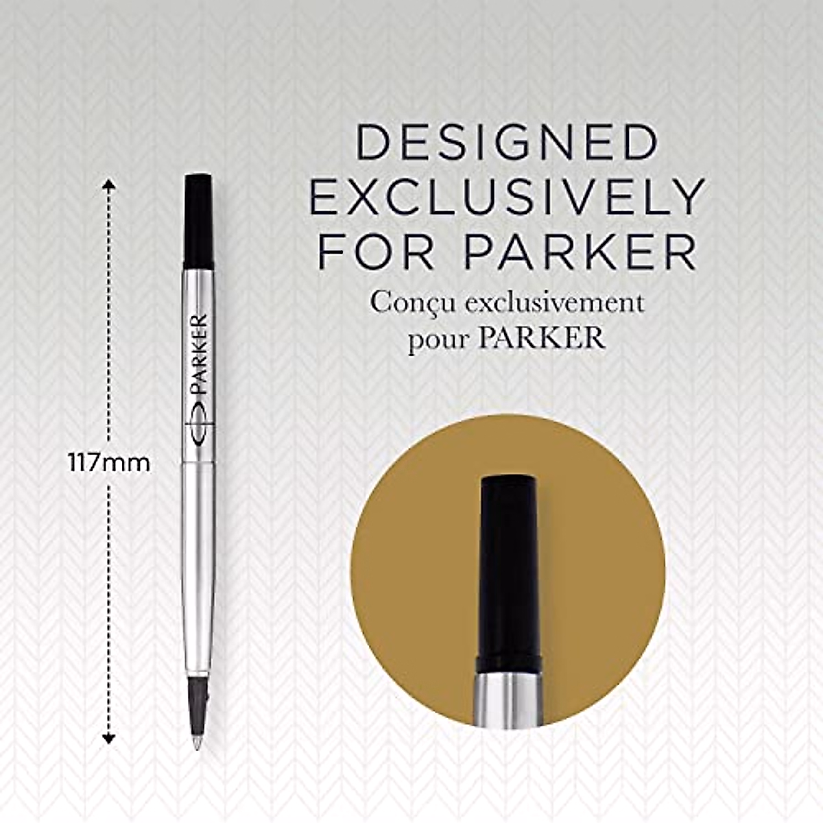 Parker Rollerball Pen Refill Medium Nib Black, Pack of 2