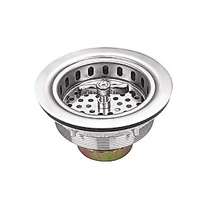 Kitchen Sink Drain Stainless Steel Strainer Basket with Drain Assembly, 3-1/2 inch Replacement for Standard drains, Twist Drain Stopper