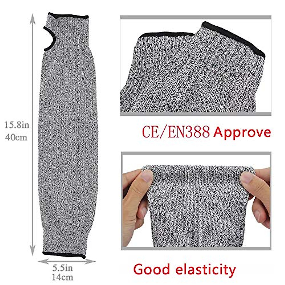 CAWANFLY Protective Arm Sleeves, Level 5 Protection Cut Resistant Sleeves with Thumb Hole (Grey)