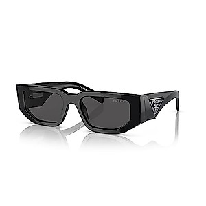 Prada PR 13ZS 1AB5S0 Black Plastic Cat-Eye Sunglasses Grey Lens
