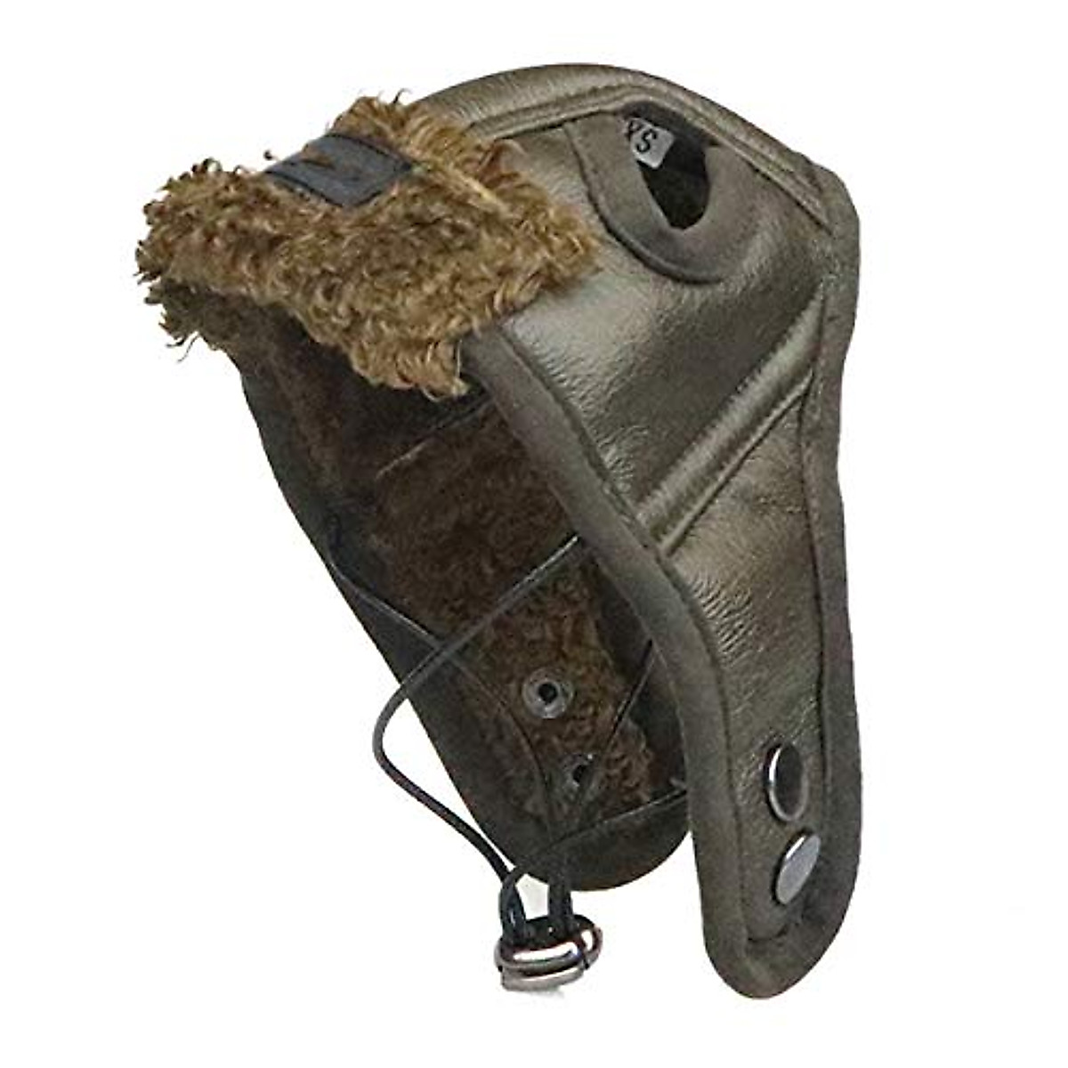 Pet Pilot Hat,Dog Cat PU Leather Aviator Fleece Lined Winter Warm Costume Caps,with Ear Holes,for Small Medium Large Dogs(Brown,S)