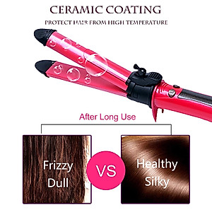 Automatic Hair Curling Iron 2 in 1 Hair Straightener Curler 1 to 1.2 Inch Spinning Hair Wand with Automatic Rotation for All Hiar Type Ceramic Flat Iron Auto Rotating Spiral（for Long Hair ONLY）