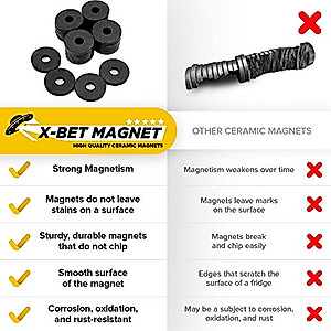 Ferrite Ring Magnets with Holes - 1.2 Inch (31mm) Round Disc Donut Magnets - Circle Hole Magnets - Perfect Ceramic Circular Magnets for Crafts and DIY