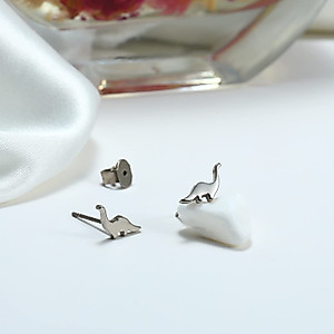 TGNEL Lovely Pure Titanium Dinosaur Earrings for Women Sensitive Ears, Cute Animal Earrings Studs Hypoallergenic Earring Jewelry for Animal Lover