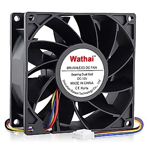 Wathai 92mm x 38mm 90mm Dual Ball 12V High Airflow Fan DC High Speed Pressure Cooling Fan