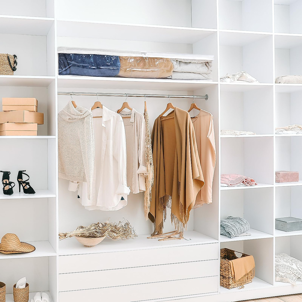 Fixwal 2pcs Clear Storage Bags, Plastic Under Bed Storage Bins, Large Capacity Storage Containers for Comforters Blankets Clothes Bedding