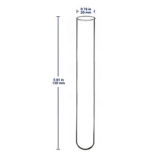 Labasics 20 Pack Borosilicate Glass Round Bottom Test Tubes, 20 mm OD X 150 mm Length (Pack of 20)