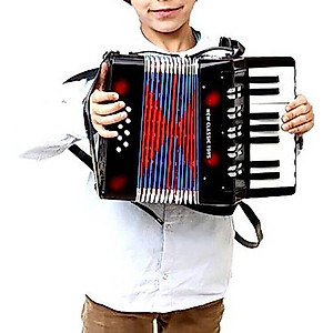 BORIYAM Accordion 17 Keys 8 Bass,Toys for Children and Adult Beginners，Accordion Instrument ，Early Learning Enlightenment Instrument (White)