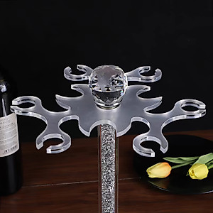 Kytree Crystal Wine Glass Holder, Stemware Rack/Rotate 6 Wine Glass Storage Holder Stand Air Drying Rack, Elegant Desktop Countertop Wine Glass Racks for Kitchen Storage, Bar, Cafe Decor