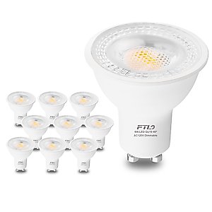 FTL 10-Pack GU10 Led Bulb 5000K Daylight White Dimmable Track Light Bulbs 6W 600LM 50W Halogen Replacement Bulbs for Spot Lighting, Ceiling Recessed Lighting