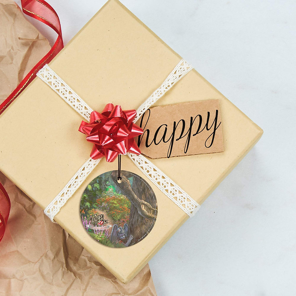 Trend Setters The Wizard of Oz – Witch and Monkey – Thomas Kinkade Studios - 3.5” Starfire Prints Hanging Glass Print Accessory - Ideal for Gifting and Collecting