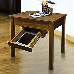 Casual Home Kennedy End Table Drawer, Concealment Furniture, Warm Brown