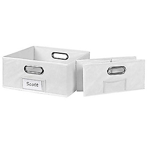 Niche Cubo Low Open Folding Fabric Bins, Set of 2, White