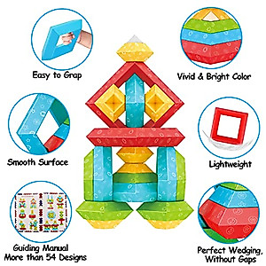 Montessori Toys for 2 3 4 5 Year Old Boy Girl, 30 Pcs Pyramid Stacking Building Blocks for Toddlers 1-3 Age 1-2 2-4 Kids STEM Stackable Sensory Educational Toy Fine Motor Classroom Manipulative Gift