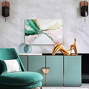 7Fisionart Abstract Wall Decor for Bedroom Emerald Green and Gold Paintings Pink Canvas Art Pictures Prints Poster Modern Framed Artwork Office Living Room Kitchen Decorations 36"x24"