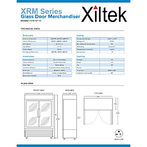 Xiltek Double Door Upright Commercial Display Freezer - Large Capacity Glass Door Merchandiser Freezer 45 CU Ft.