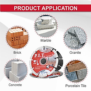 P.I.T. 4-1/2 inch Segmented Rim Diamond Blade,Dry Cutting Applications in Concrete, Paver, Masonry, Terrazzo, Stone,Granite - 7/8 Inch Arbor Angle Grinder Cut Off Wheel- Diamond -115 mm (3 Piece)