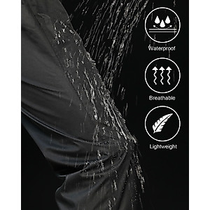 iCreek Men's Rain Pants Waterproof Over Pants Windproof Lightweight Hiking Pants Work Rain Outdoor for Golf, Fishing (Black, Small/28 Inseam)