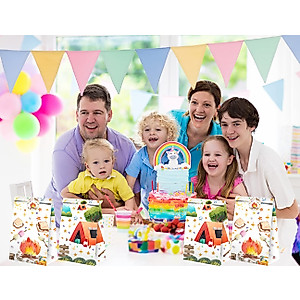 XGELUL Camping Party Favors Candy Bags with Stickers - S’mores Goodie Gift Treat Bags - Camping Themed Birthday Party Supplies