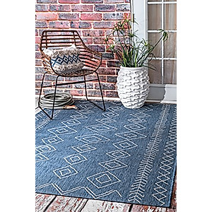 nuLOOM Sierra Moroccan Diamond Outdoor Area Rug, 6' 3" x 9' 2", Blue
