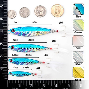 Dr.Fish 5 Pack Metal Jigging Spoon Saltwater Fishing Jigs Spoons Lures Casting Vertical Diamond Jig Lures Freshwater Bass Striper Mackerel Halibut 2oz