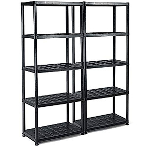Giantex 2 Pieces 5-Tier Ventilated Shelving Storage Rack, Free Standing Multi-Use Shelf Unit, No Tools Required, 28“L X 15”W X 67“H