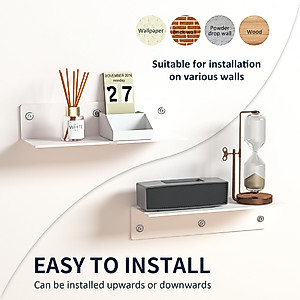 Sezanrpt 12 Inches White Acrylic Wall Shelves Set of 2, Wall Mounted Shelves for Plants, Speaker, Camera, Toiletries, Spice Jars, Coffee, Candles, Shoes, 2 Pack