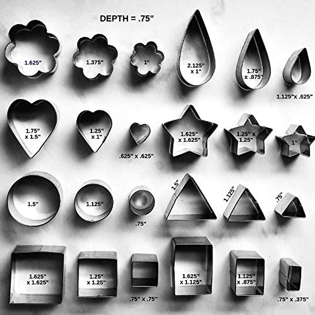 Ultra Cuisine Mini Cookie Cutter Shapes Set - 24 Small Molds To Cut Out Pastry Dough Pie Crust & Fruit - 304 Durable Stainless Steel Cutters - Cut Tiny Heart Shapes - Bake Like A Pro For A Lifetime