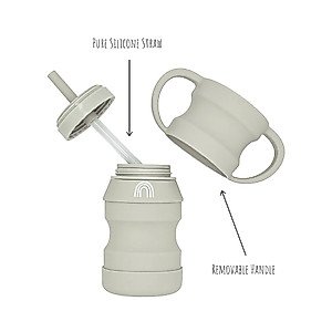 Hippypotamus Silicone Transition Cups - Small Baby/Toddler Cups With Straws & Lids - Removable Handles - Set of 2 (Blush/Nude)