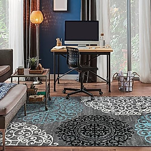 Rugshop Contemporary Modern Floral Perfect for high Traffic Areas of Your Living Room,Bedroom,Home Office,Kitchen Area Rug 6'6" x 9' Gray