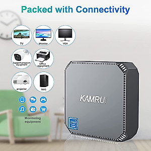 KAMRUI Mini PC,Windows 10 pro 8GB RAM 256GB SSD Micro Desktop Computers, Supports 4K HD Dual Screen/2.4G +5G WiFi/Gigabit Ethernet/BT 4.2 Small Form Factor Computer For Office/Remote Work/Home Theater