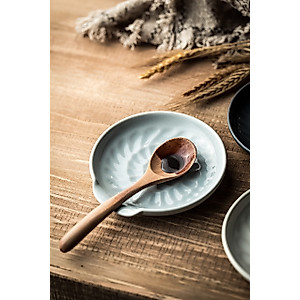 Ceramic Spoon Rest with Drip Tray for Multiple Utensils& Cooking Spoon Rest Spoon Holder for Stove Top, Gray