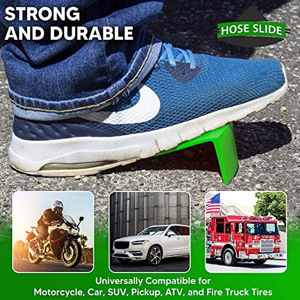 Hose Slide The Original Hose Wire Cable Guide | Prevents Snagging Under Tire | The Ultimate Car Detailing/Washing Tool (Mantis Green, 4 Pack)