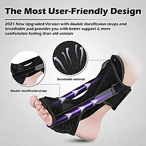 Nicoport A1B Plantar Fasciitis Night Splint Unisex Adjustable Foot Drop Orthotic Brace for Plantar Fasciitis & Achilles Tendonitis Relief Breathable Night Splint w/Massage Ball for Easing Pains A1B