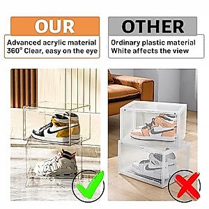 JingPieCle Acrylic Display Shoe Box 3Pack, Ultra Clear Plastic Handbag Storage Organizer for Closet, 360° Fully Transparent Professional Grade Shoe Display Case for Sneakers, Hats, Boots