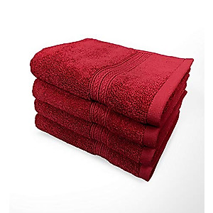 OBA HOME Luxury Cotton Hand Towels - Set of 4 (Hand Towel, Burgundy)