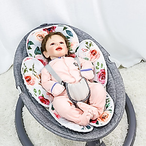 CARUILI 2-in-1 Infant Car Seat Insert for Newborn, Car Seat Head Support Baby Girls Boys, Extra Soft Preemie Carseat Head Support Cushion Pillow for Baby Car Seats, Strollers, Bouncers, Floral