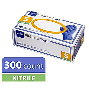 Medline FitGuard Touch Nitrile Exam Gloves, Disposable, Powder-Free, Cobalt Blue, Small, Box of 300