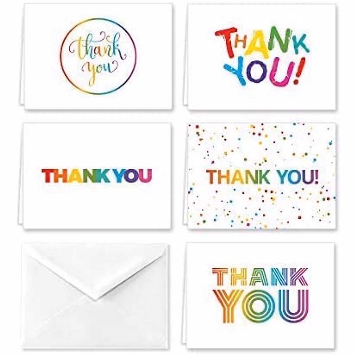 Paper Frenzy Rainbow Thank You Note Cards and Envelopes - 25 pack